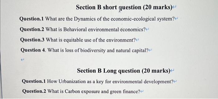 Solved Section B short question (20 marks) Question.1 What | Chegg.com