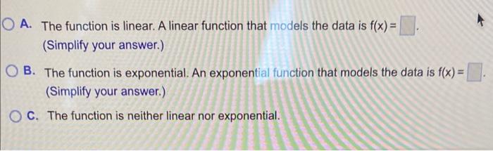 Solved Determine whether the function given by the table is | Chegg.com