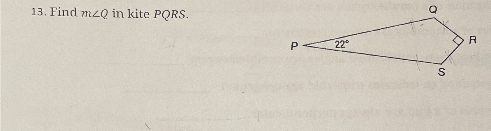 Solved Find m?Q ﻿in kite PQRS. | Chegg.com