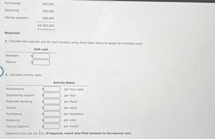 Solved 1. Calculate the cost per unit for each product | Chegg.com