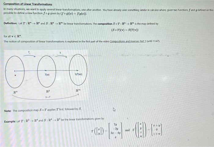 Solved Composition of Lincar Transformations In many | Chegg.com