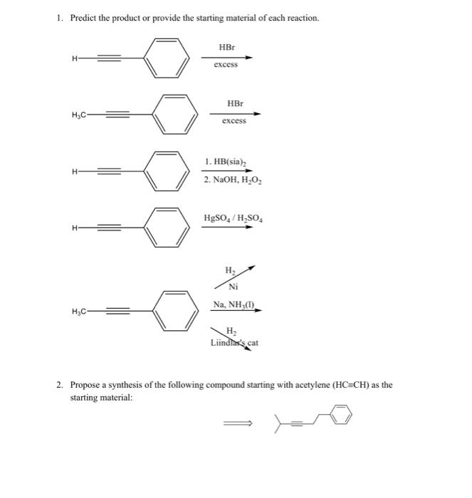 Solved 1. Predict the product of each reaction. Show | Chegg.com
