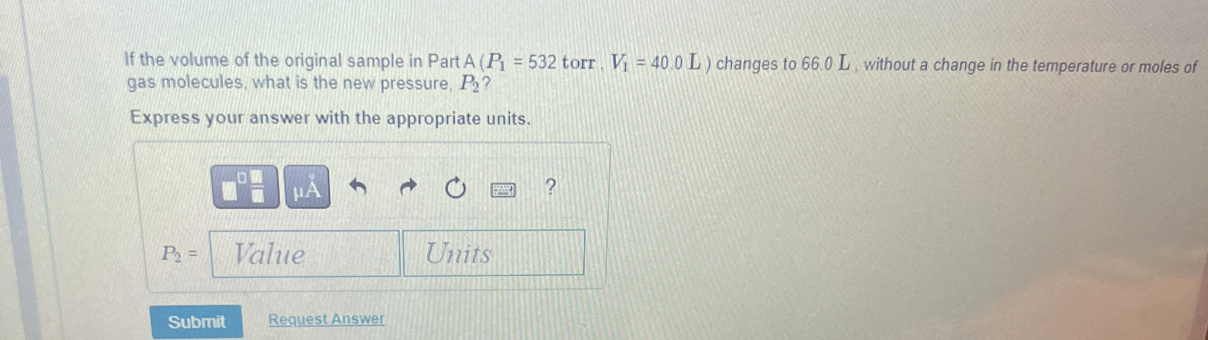 Solved If the volume of the original sample in Part torr, | Chegg.com