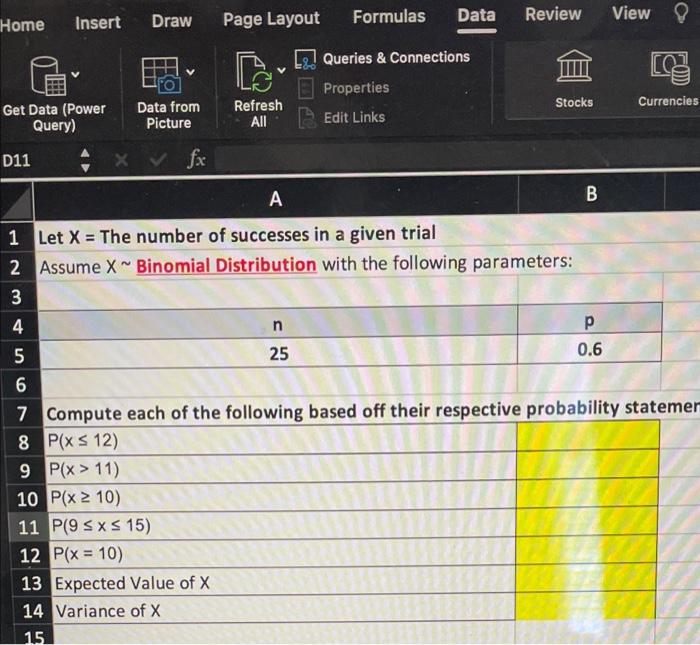 Solved Home Insert Draw Page Layout Formulas Data Review | Chegg.com