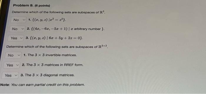 Solved Determine which of the following sets are subspaces | Chegg.com