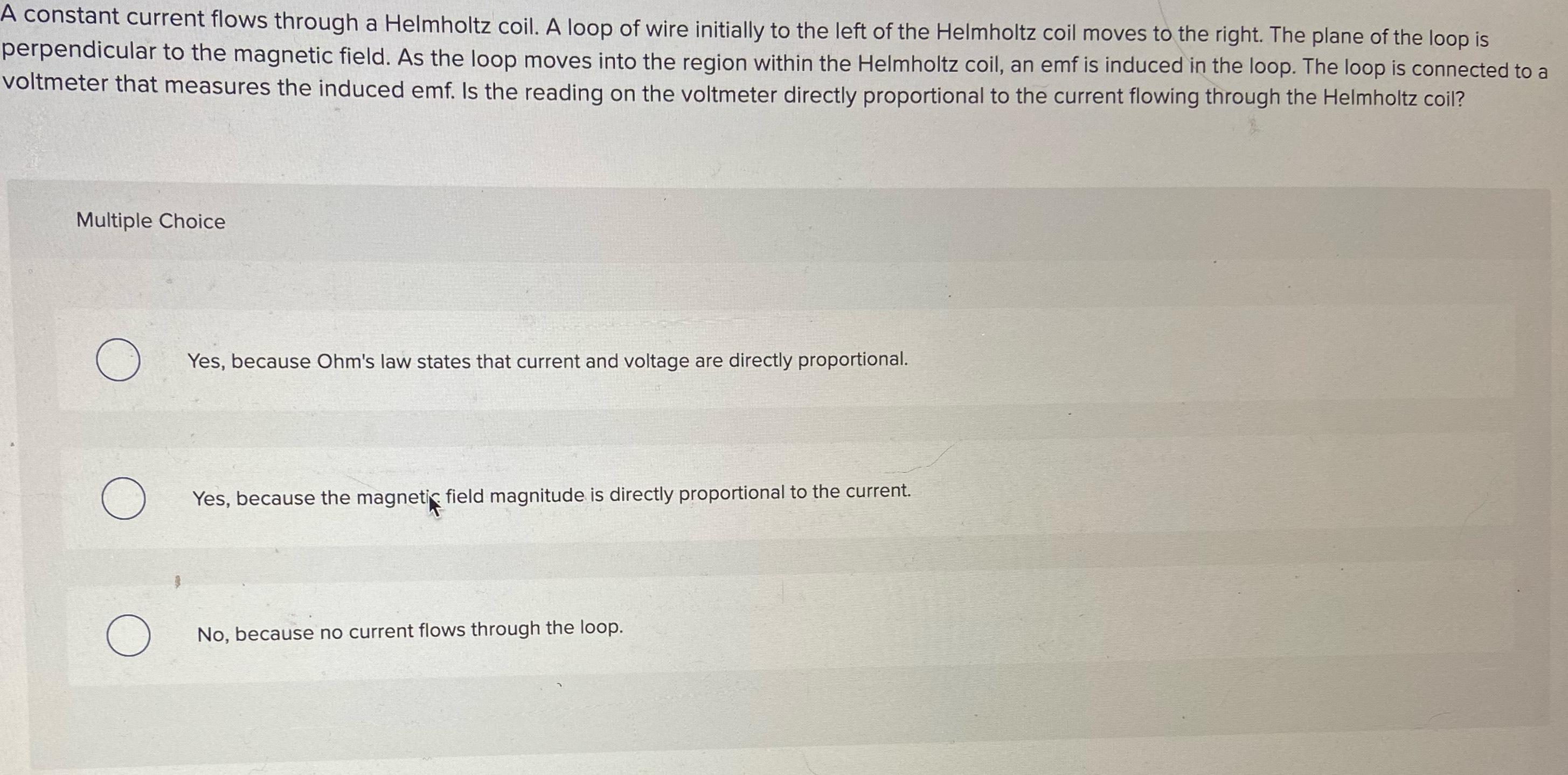 Solved A constant current flows through a Helmholtz coil. A | Chegg.com