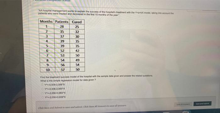Solved -AA hospital management wants to explain the success | Chegg.com