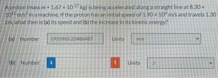 Solved A proton (mass m=1.67×10−27 kg ) is being accelerated | Chegg.com