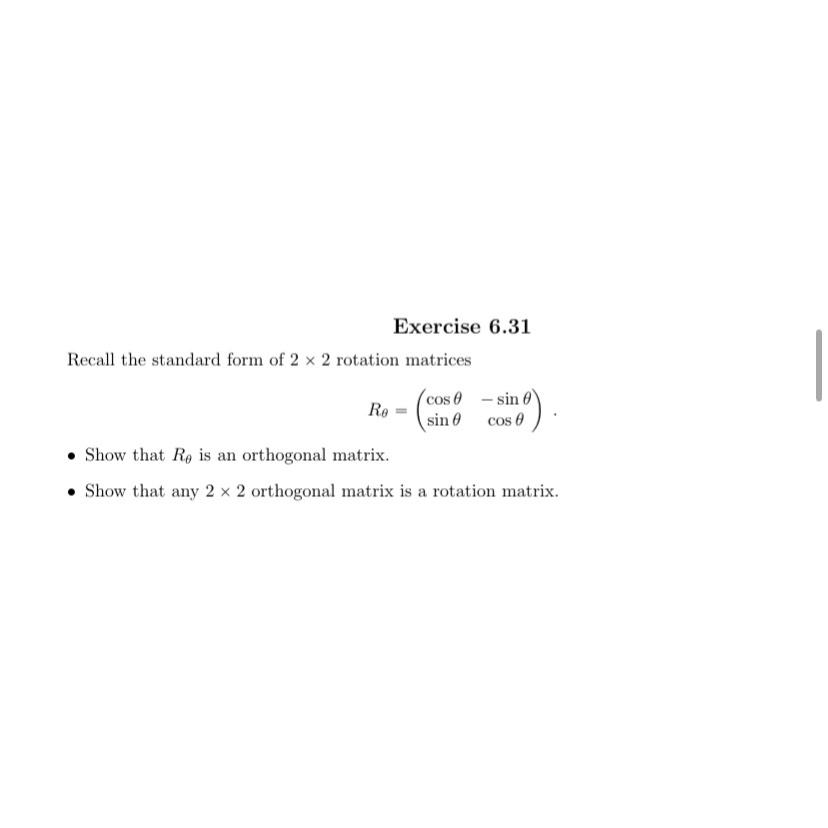 Solved Exercise 6.31Recall the standard form of 2×2 | Chegg.com