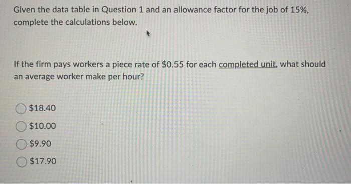 Solved Given the data below and an allowance factor for the | Chegg.com