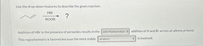 Solved Use the drop-down features to describe the given | Chegg.com