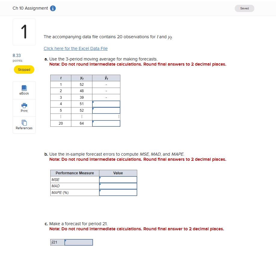 Solved The accompanying data file contains 20 ﻿observations | Chegg.com