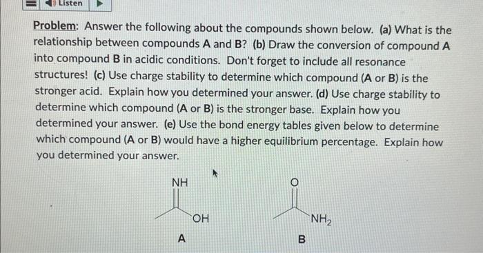 Solved Problem: Answer the following about the compounds | Chegg.com
