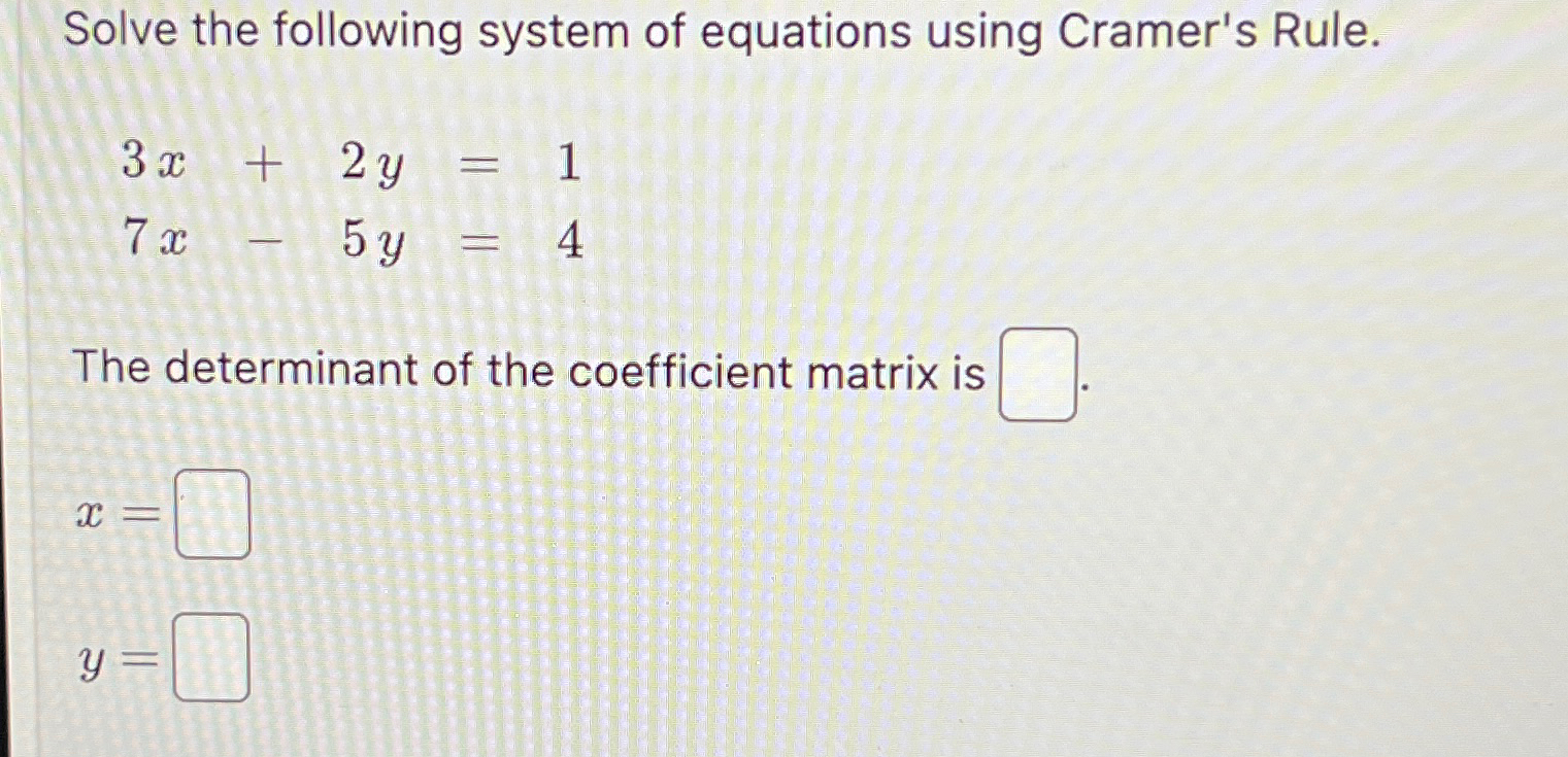 Solved Solve the following system of equations using | Chegg.com