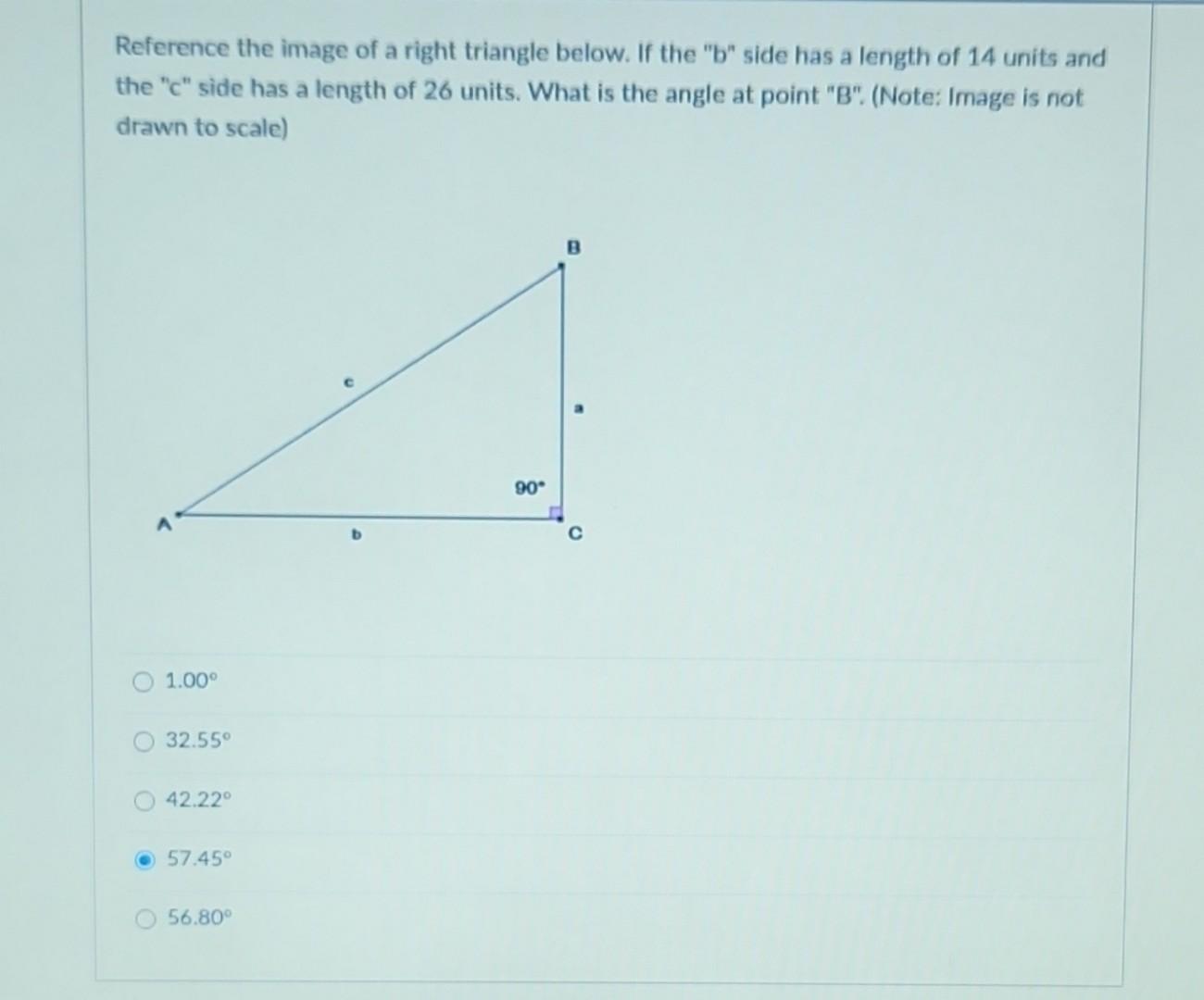 Solved Question 10 Reference the image of a right triangle | Chegg.com