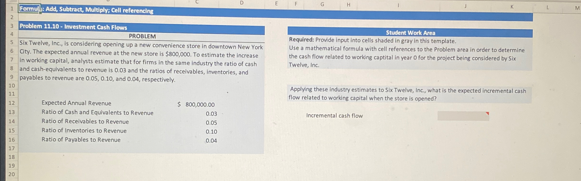 Solved Formuly: Add, Subtract, Multiply; Cell | Chegg.com