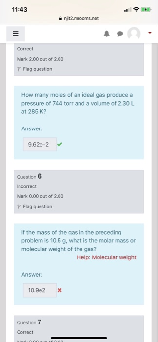 Solved 11:43 njit2.mrooms.net Correct Mark 2.00 out of 2.00 | Chegg.com