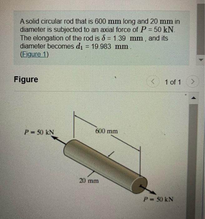 Solved A solid circular rod that is 600 mm long and 20 mm in | Chegg.com