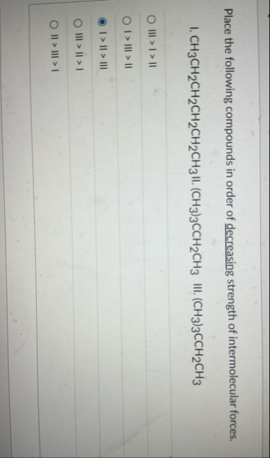 Solved Place the following compounds in order of decreasing | Chegg.com