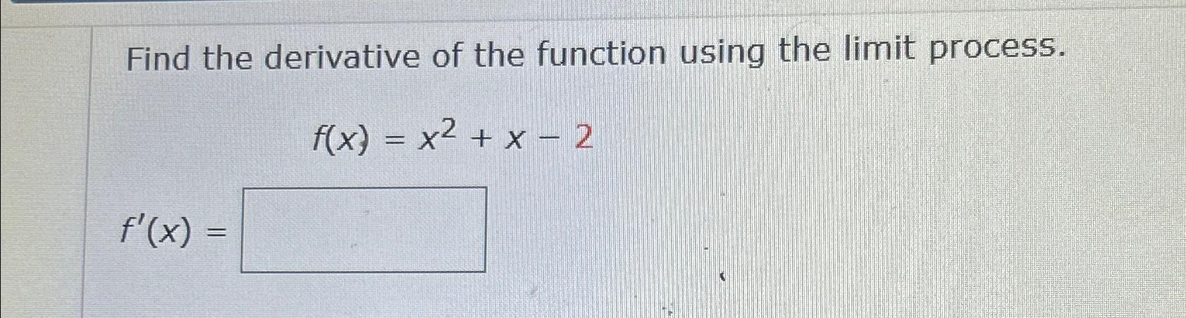 Solved Find the derivative of the function using the limit | Chegg.com