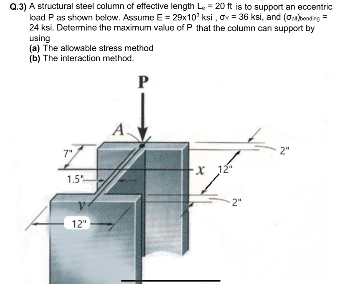 Q.3) ﻿A structural steel column of effective length | Chegg.com