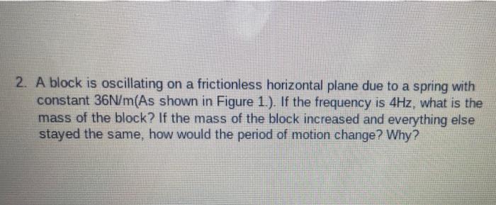 Solved 2. A block is oscillating on a frictionless | Chegg.com