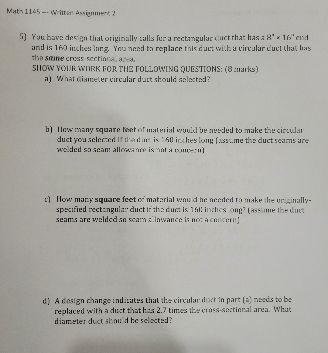 Solved Math 1145 --- ﻿Written Assignment 2You have design | Chegg.com