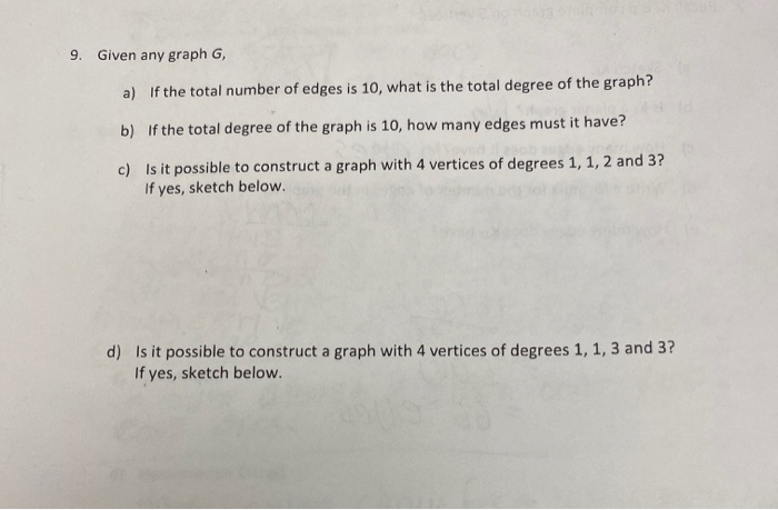 Solved 9. Given any graph G If the total number of edges is | Chegg.com