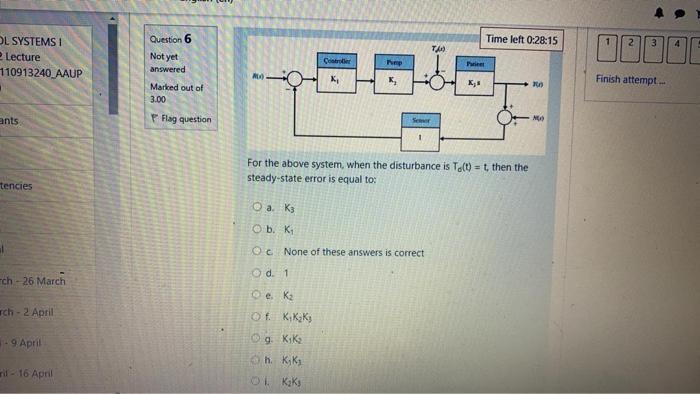 Solved Question 6 Time left 0:28:15 2 3 4 TA OL SYSTEMS | Chegg.com