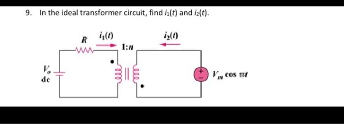 Solved 9. In the ideal transformer circuit, find i1(t) and | Chegg.com