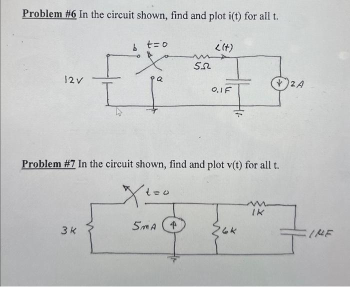 Problem #6 In the circuit shown, find and plot i(t) | Chegg.com