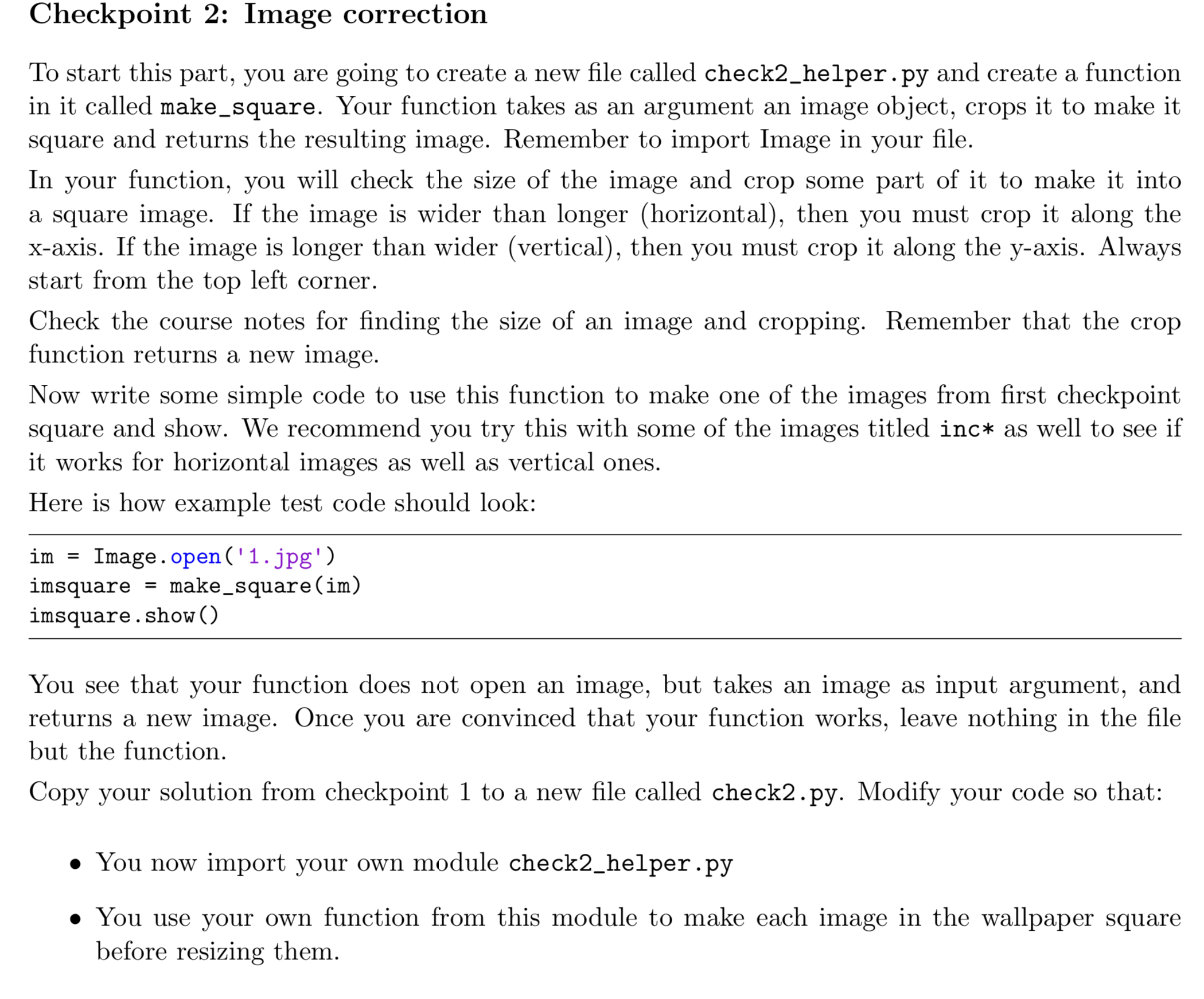 Solved Checkpoint 2: Image correctionTo start this part, you | Chegg.com