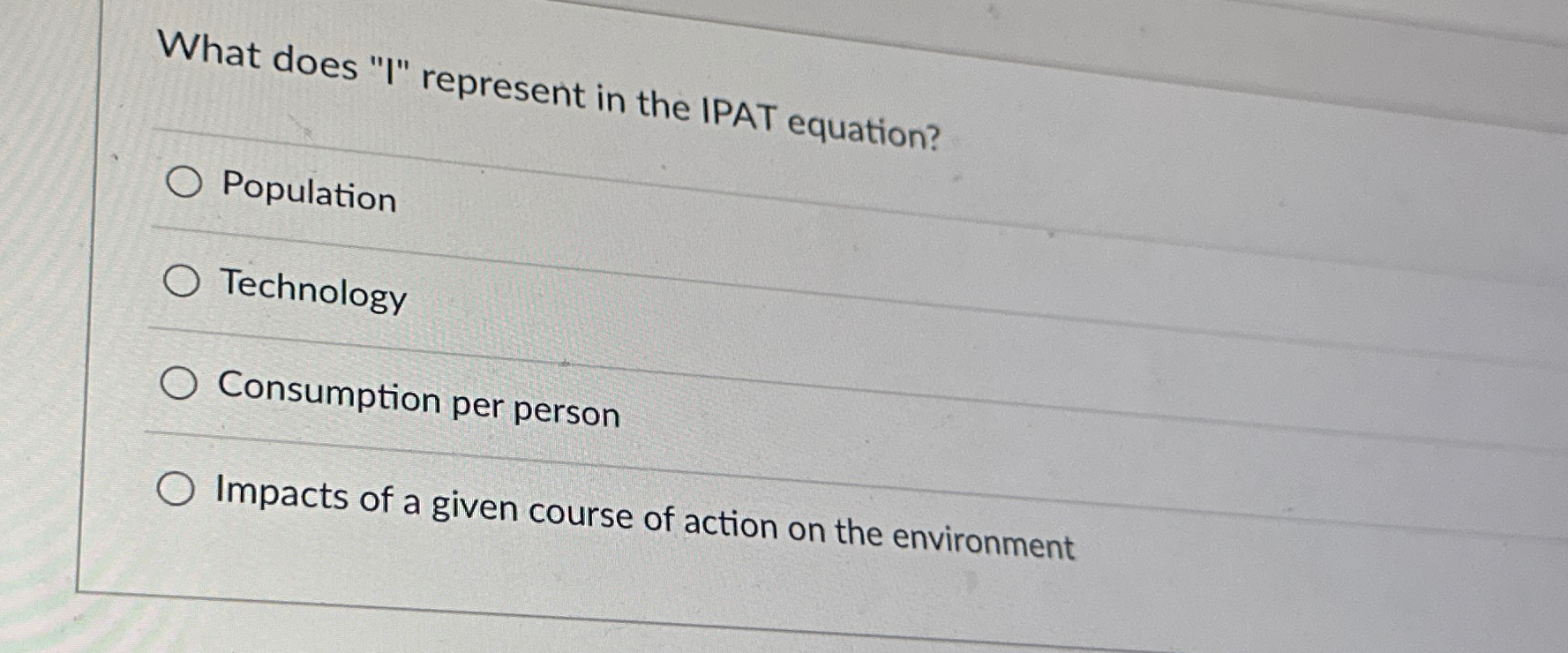 Solved What does "I" represent in the IPAT | Chegg.com