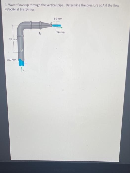 Solved 1. Water flows up through the vertical pipe. | Chegg.com