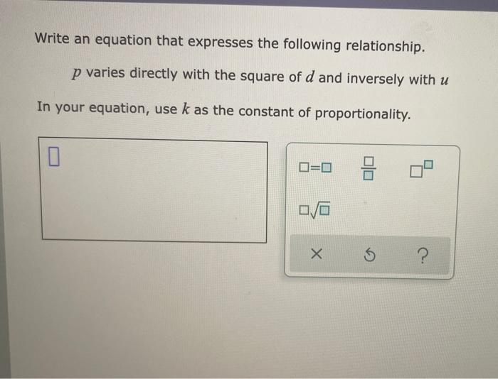 Solved Write An Equation That Expresses The Following