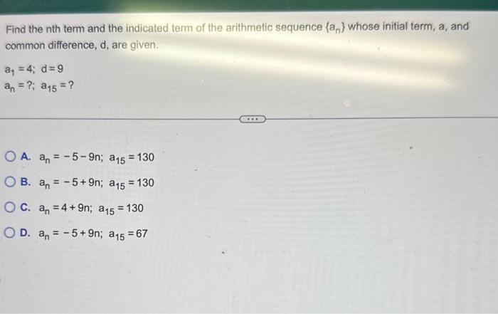 Solved Find the nth term and the indicated term of the | Chegg.com