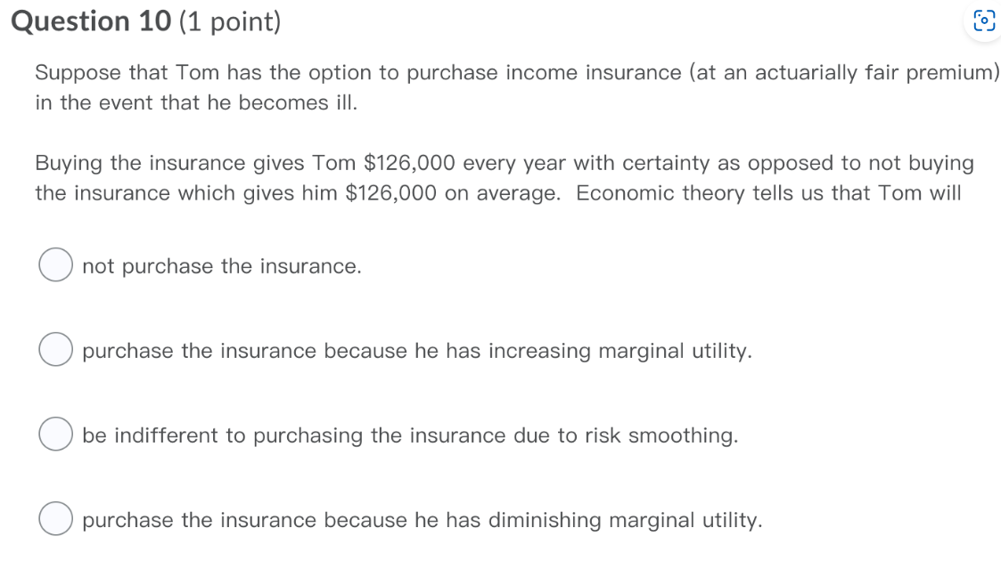 Solved Question 10 (1 ﻿point)Suppose that Tom has the option | Chegg.com