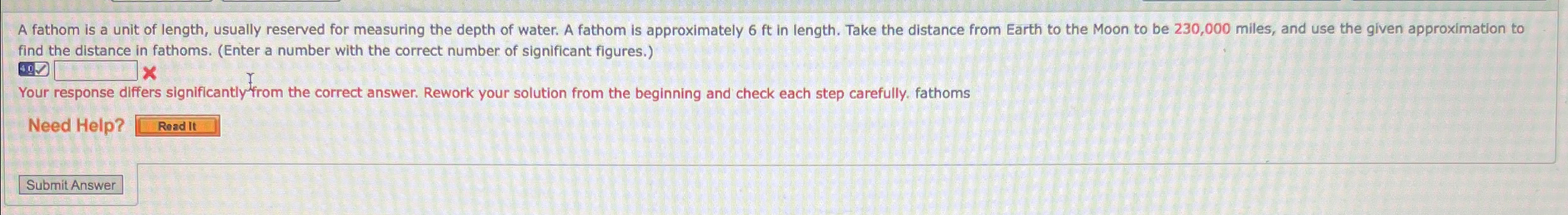 Solved A fathom is a unit of length, usually reserved for | Chegg.com
