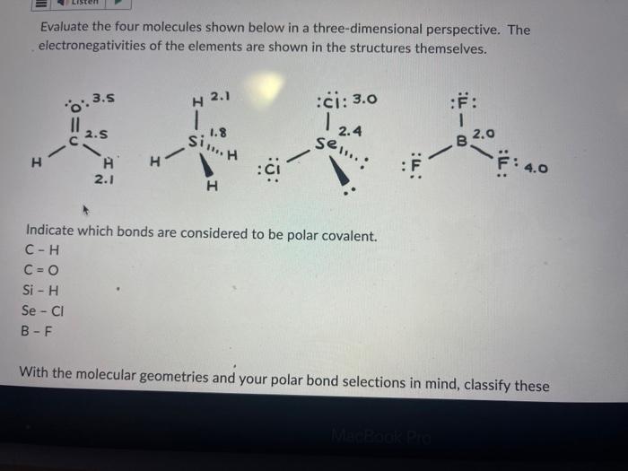 Solved Evaluate the four molecules shown below in a | Chegg.com