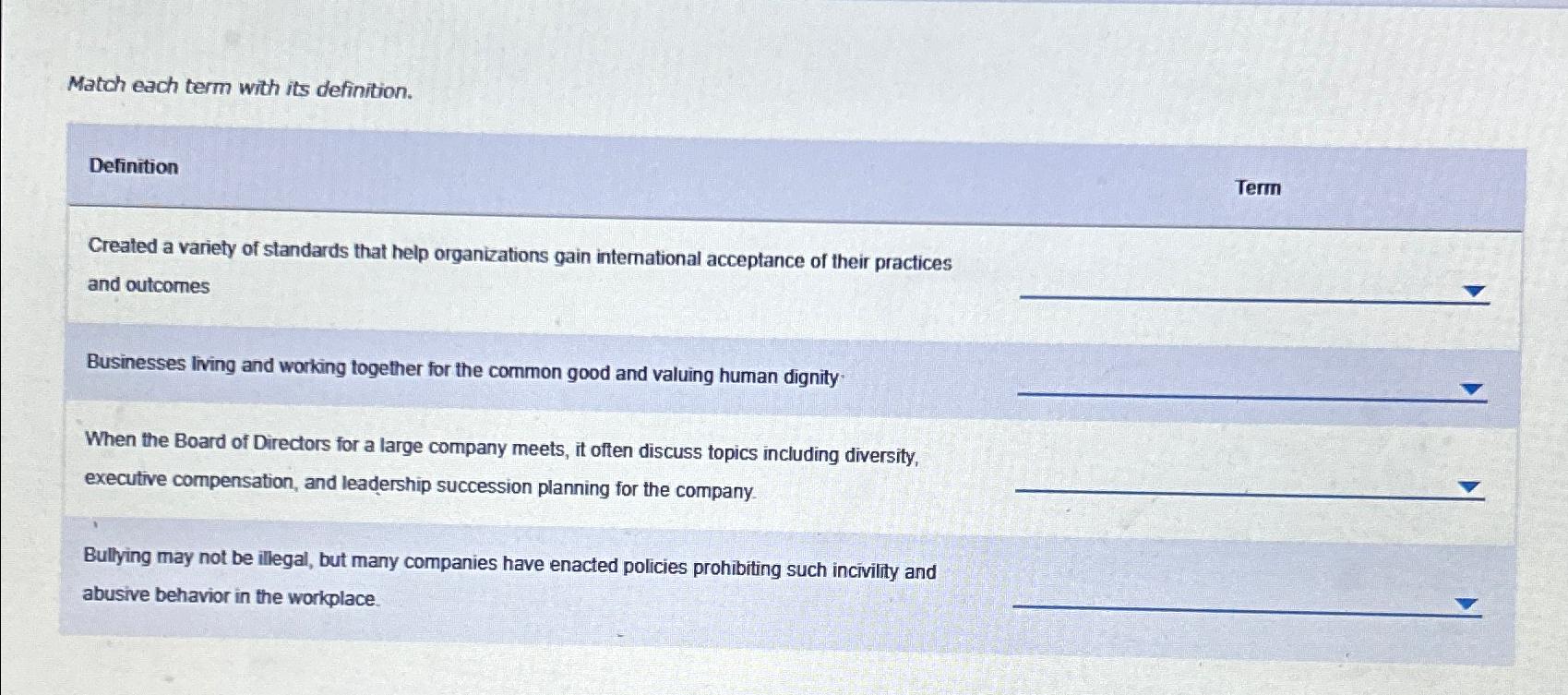 Solved Match each term with its | Chegg.com