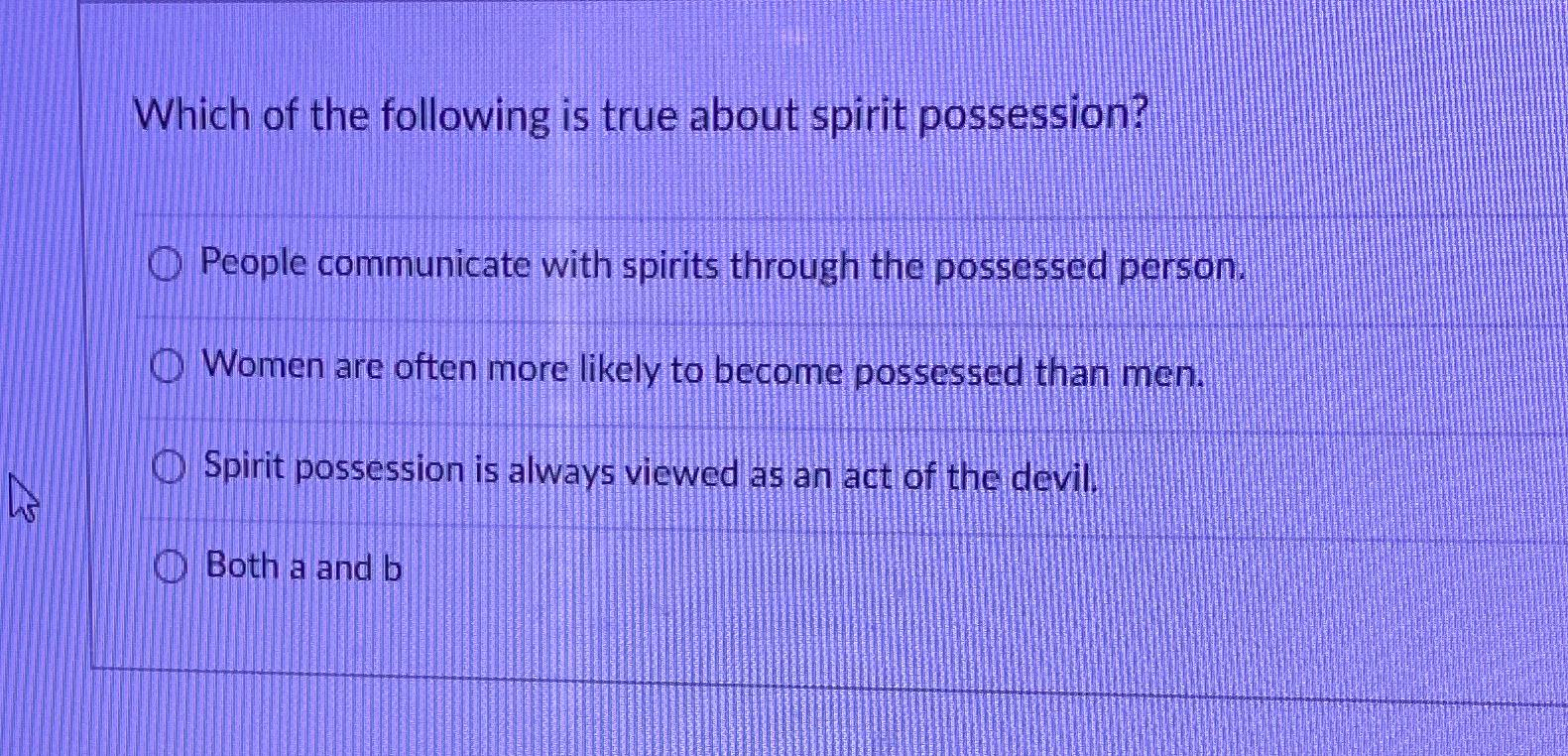 Solved Which of the following is true about spirit | Chegg.com