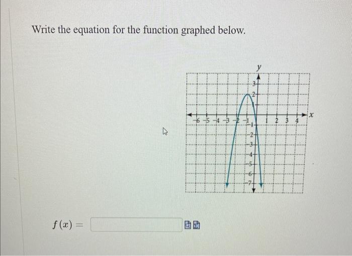 Solved Write the equation for the function graphed below. | Chegg.com