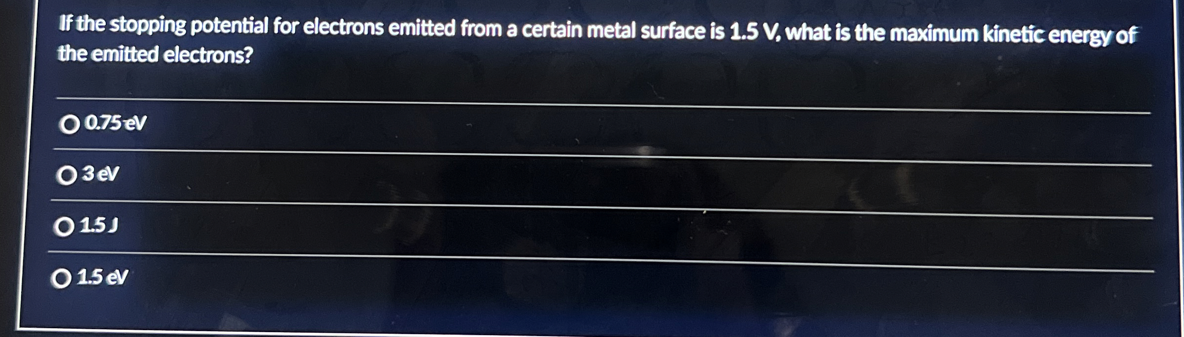 Solved If the stopping potential for electrons emitted from | Chegg.com