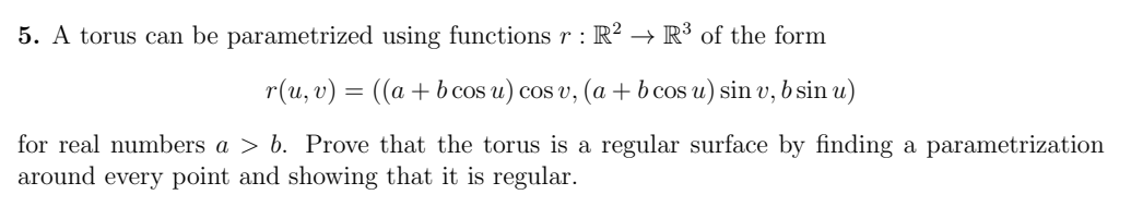 Solved A torus can be parametrized using functions r:R2→R3 | Chegg.com