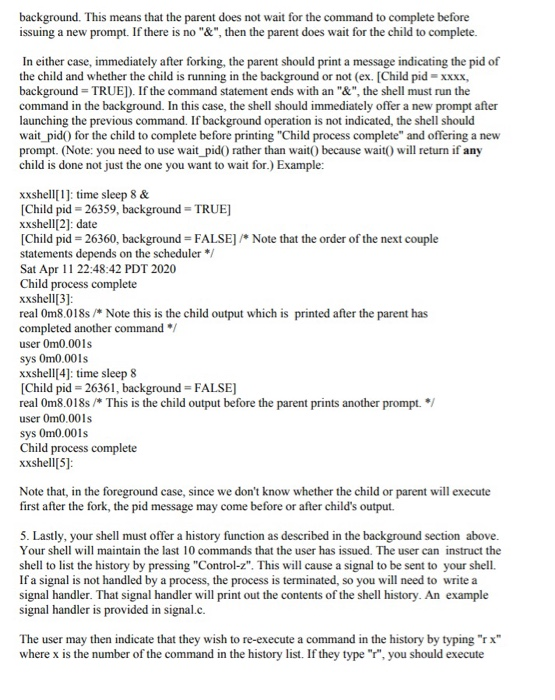 Objectives: Build your own shell in C running on | Chegg.com