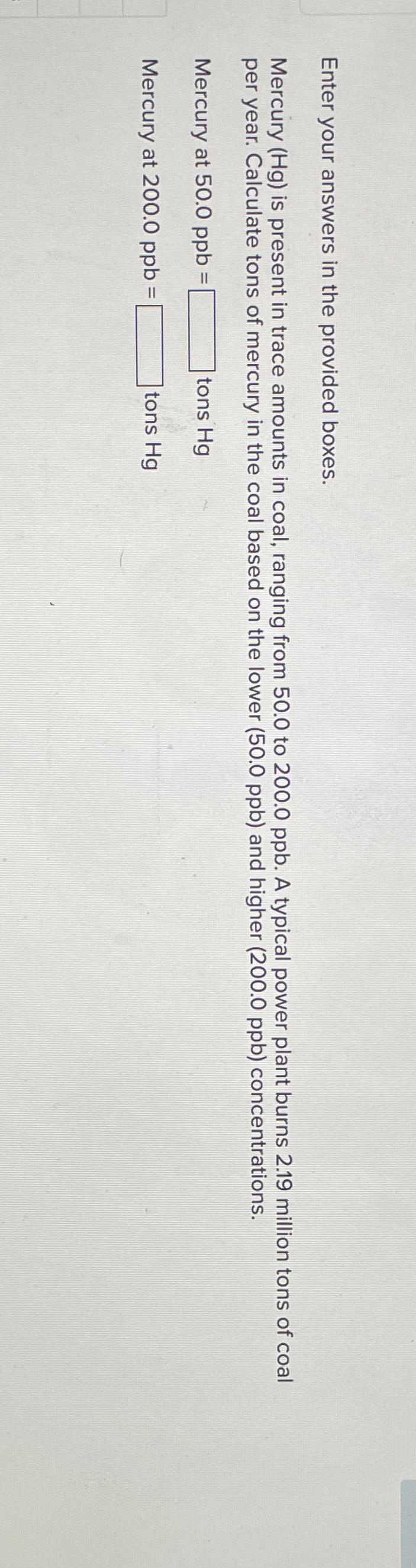 Solved Enter your answers in the provided boxes.Mercury (Hg) | Chegg.com