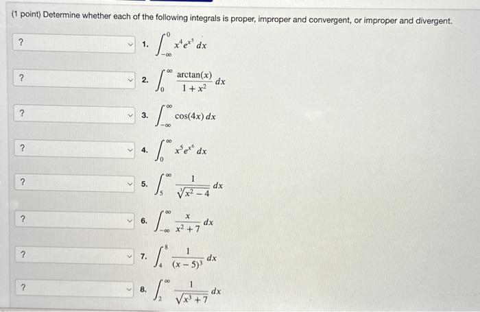 Solved (1 point) Determine whether each of the following | Chegg.com