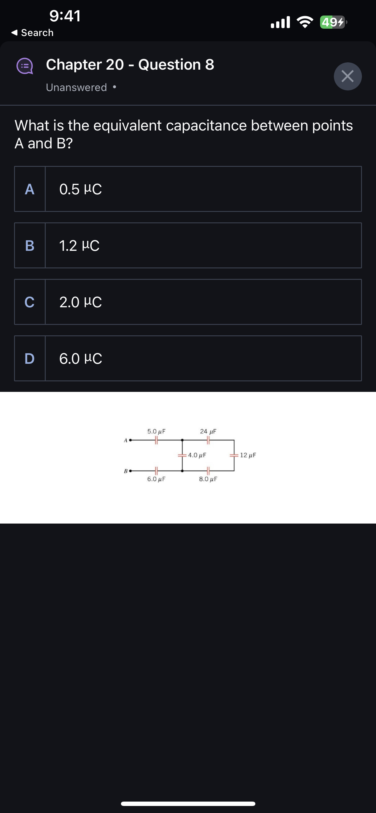 Solved 9:41\\nall ⇌494\\n/_(/) Search\\nChapter 20 - | Chegg.com