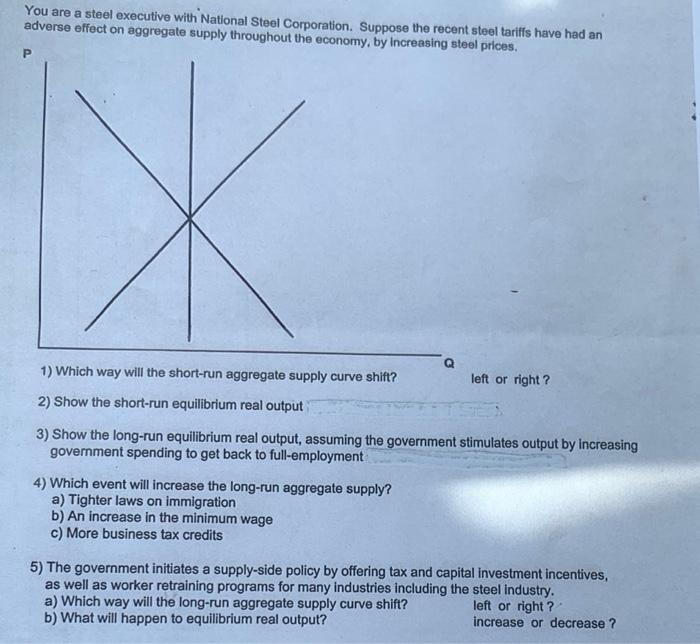 Solved You are a steel executive with National Steel | Chegg.com