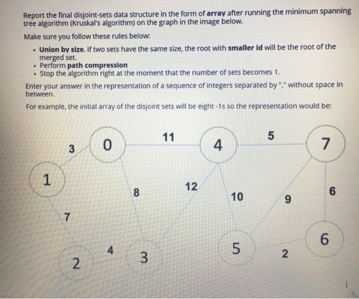 . Report the final disjoint-sets data structure in | Chegg.com